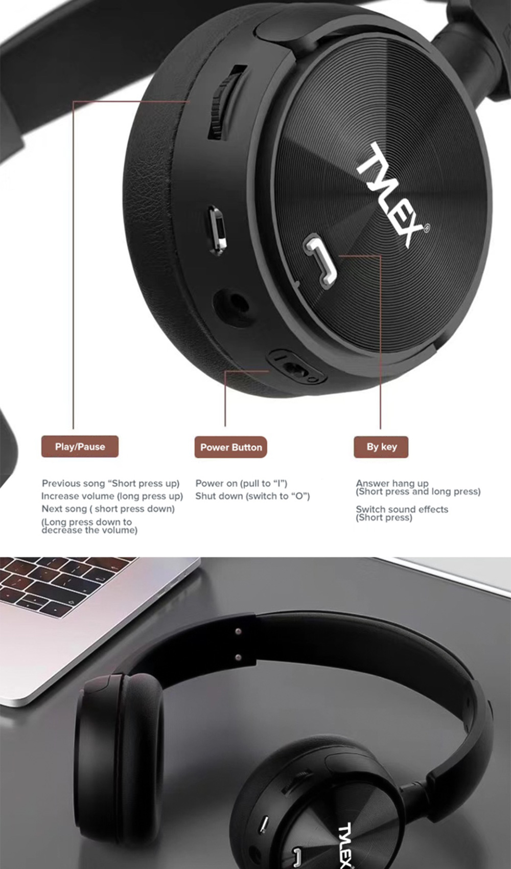 Tylex Q2 Wireless Bluetooth Headset with Built-in Mic App Control ...
