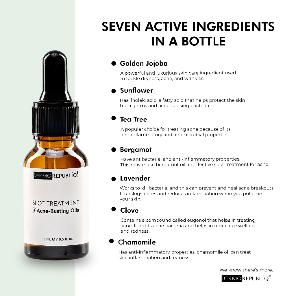 Dermorepubliq Spot Treatment - 7 Acne-Busting Oils Serum - 15 mL ...