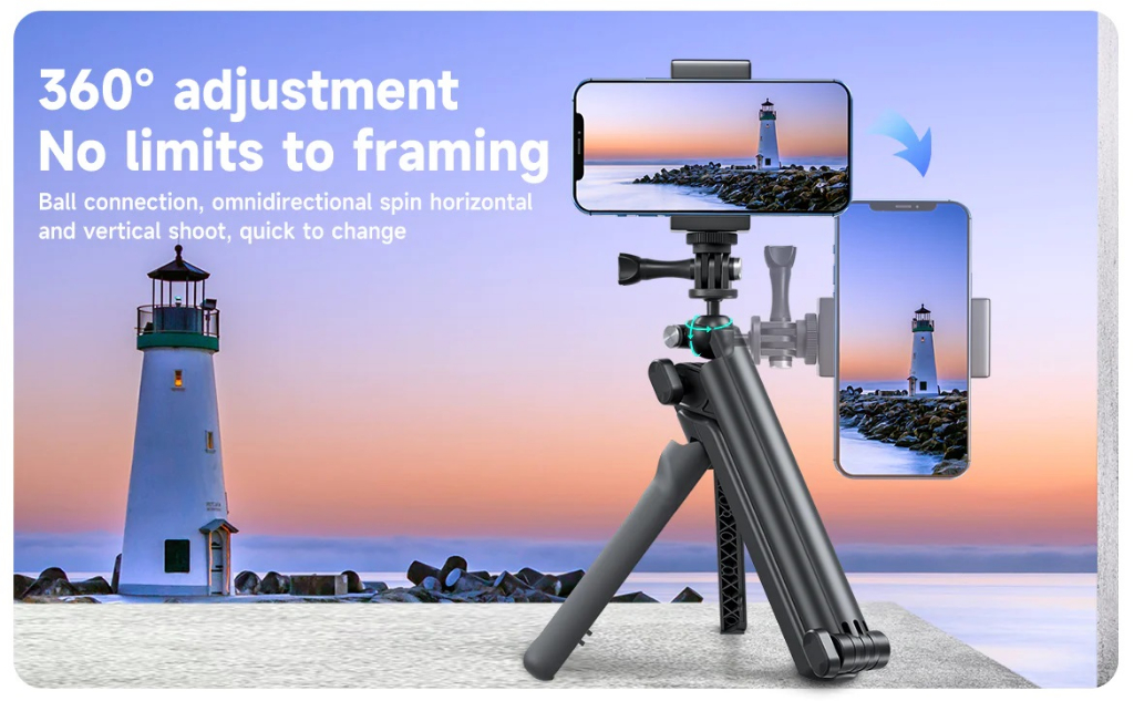 TELESIN Newest TriFold Rotational Foldable Monopod Stick Tripod for ...