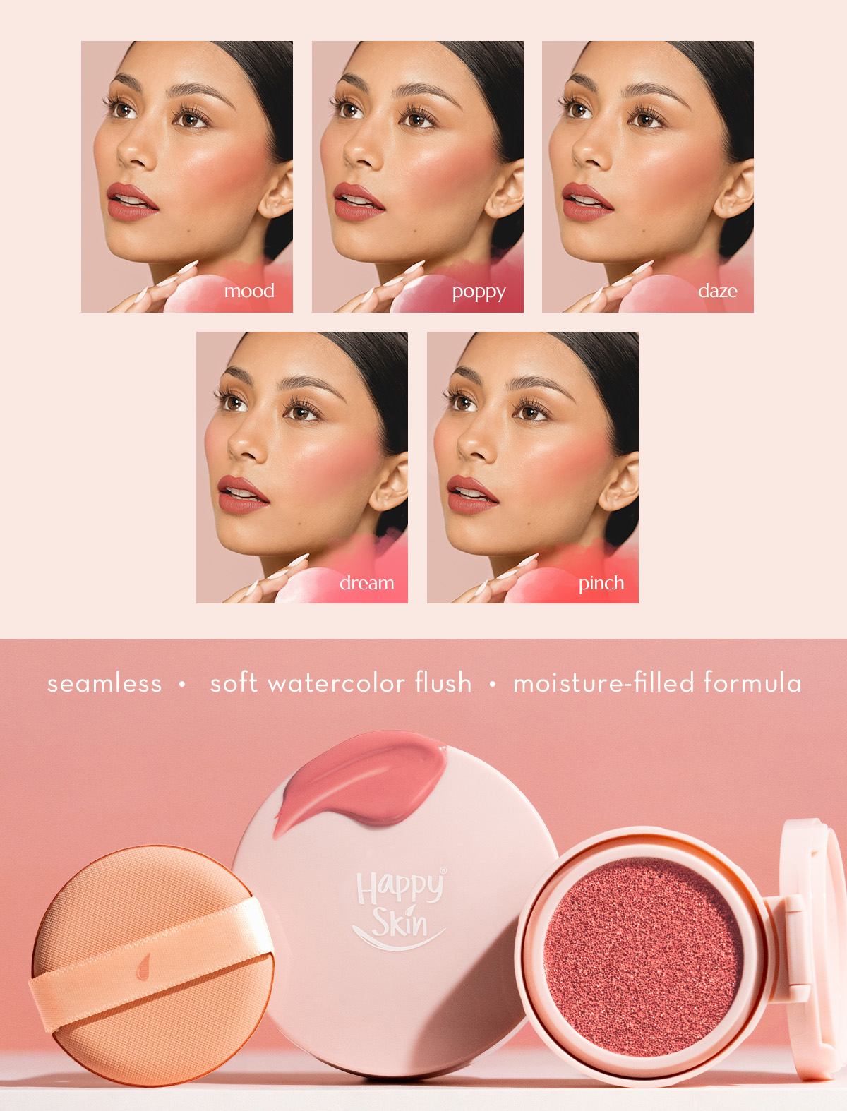 Happy Skin Second Skin Serum Cushion Blush | Shopee Philippines