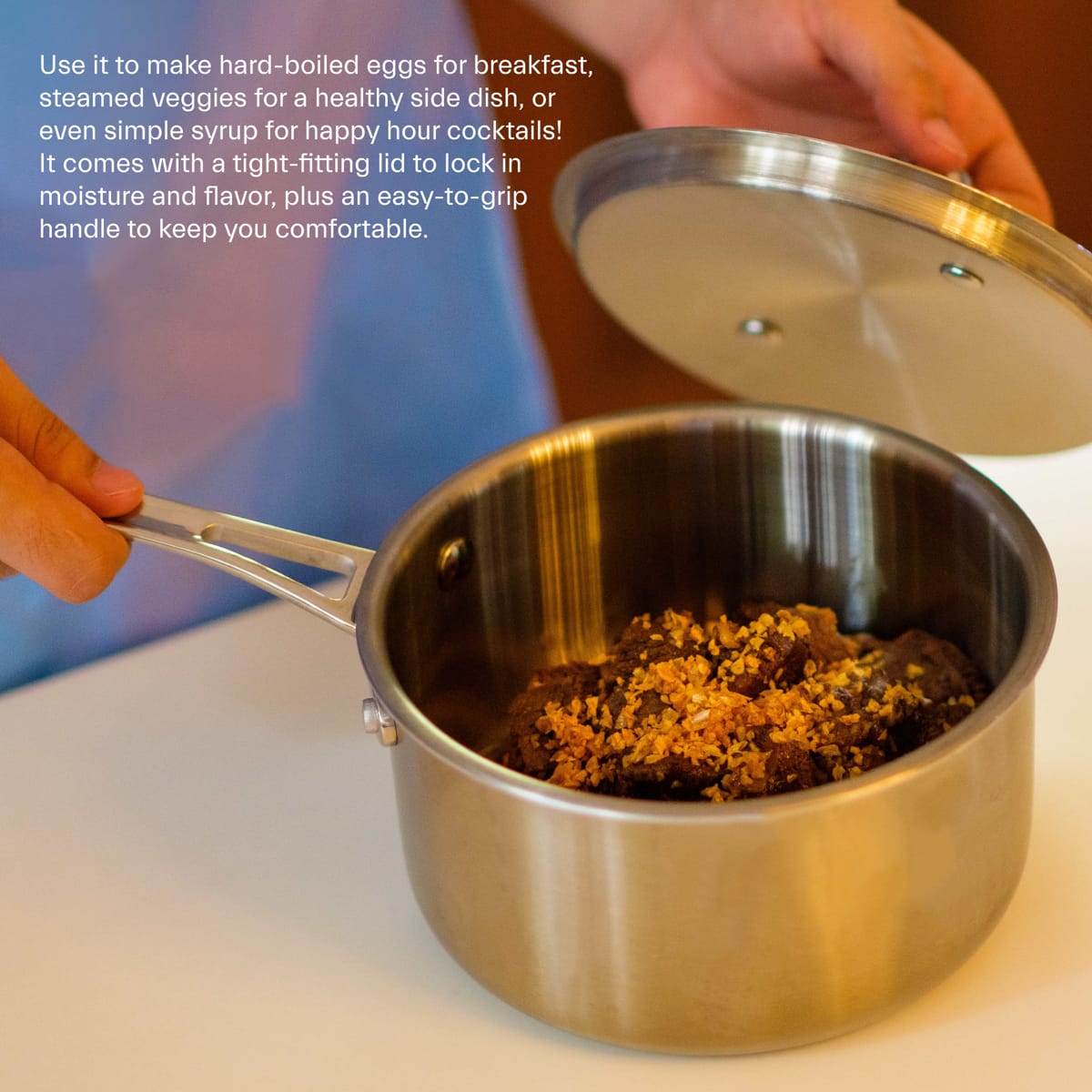 Famco 2QT Saucepan 16cm, Tri-Ply Stainless Steel, Induction-Compatible ...