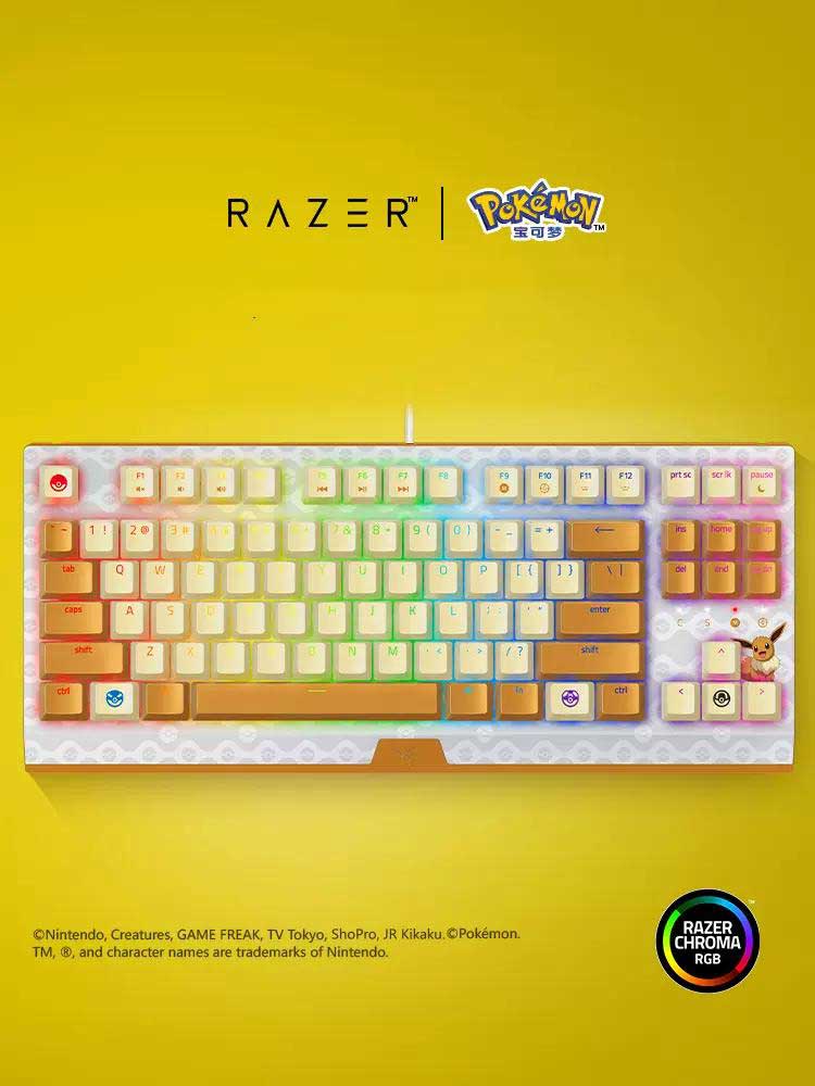 Razer X Pokemon Eevee V3 Blackwidow Tenkeyless Wired Gaming Mechanical ...
