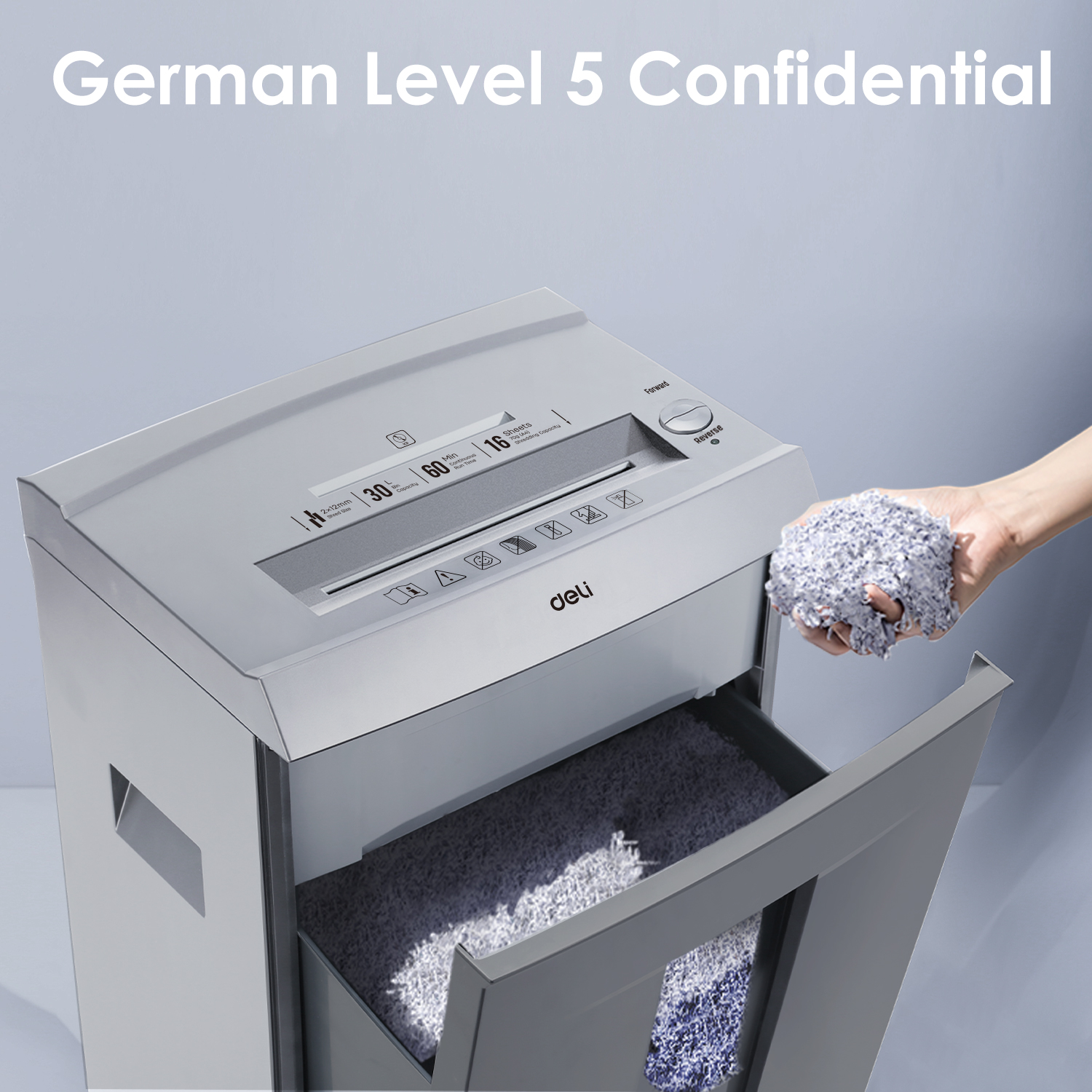 Deli 30L Paper Shredder Automatic Shredding Machine 16 Sheet Capacity ...