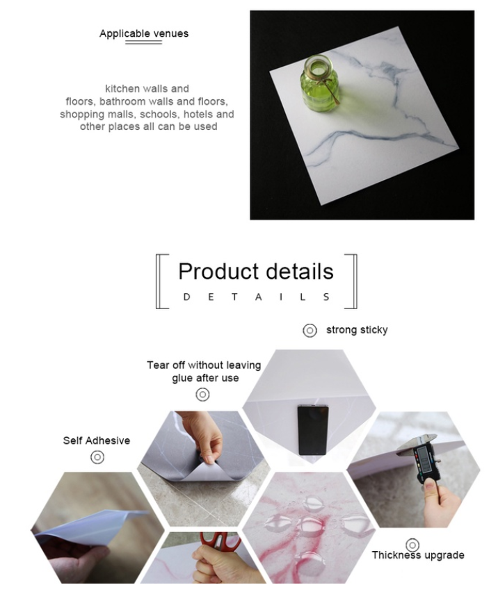30*30cm Marble Vinyl Self Adhesive Waterproof PVC Floor Sticker Home ...