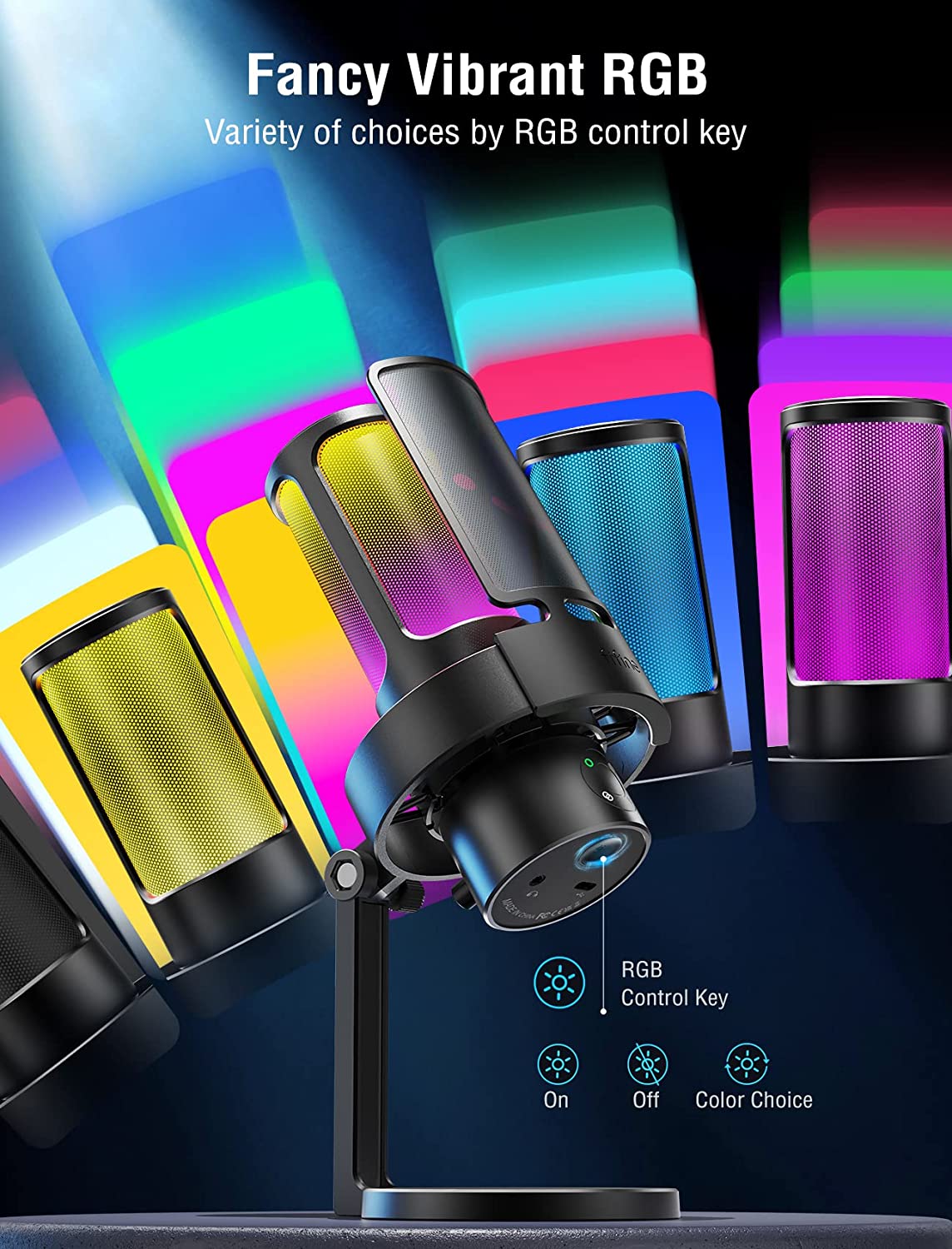 FIFINE AmpliGame A8 Plus Gaming RGB Condenser USB Microphone, PC ...