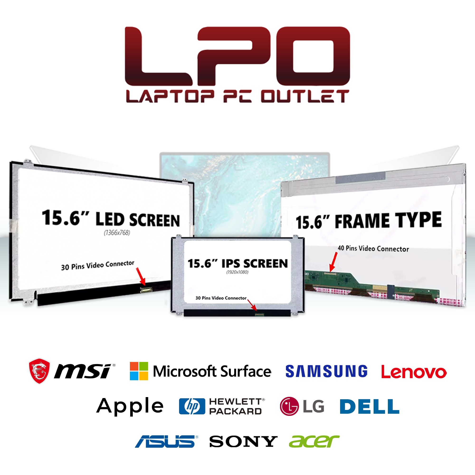 LPO 14.0” 30 Pins Thin Screen Top and Bottom Brackets (SLP) FHD ...