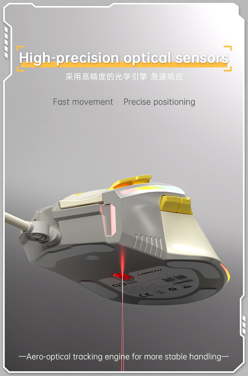 LANGTU G3 Wird Mouse RGB Light Gaming mouse 6DPI 12800DPI Wired Macro ...