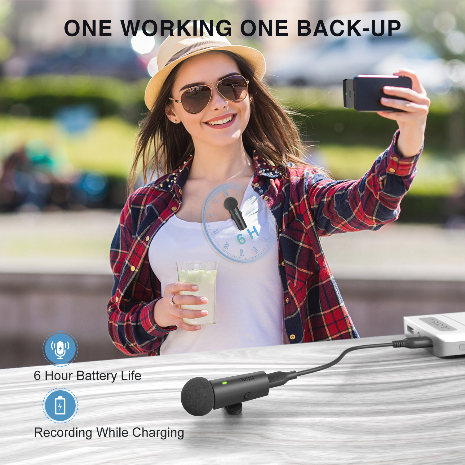 FIFINE M8 Wireless Lavalier Lapel Microphone System for Phones/Tablets ...