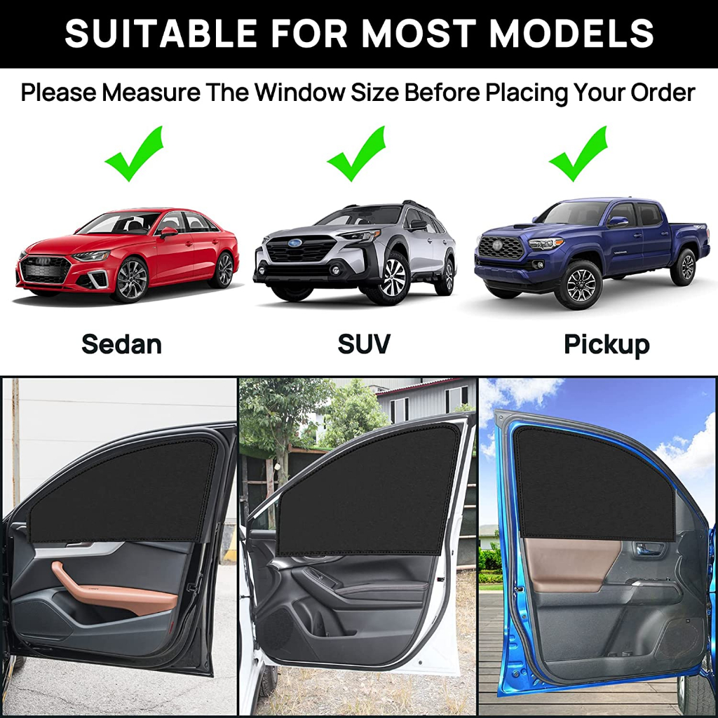 4Pcs Universal Car Curtain Side Window Sun Shades Magnetic Privacy ...