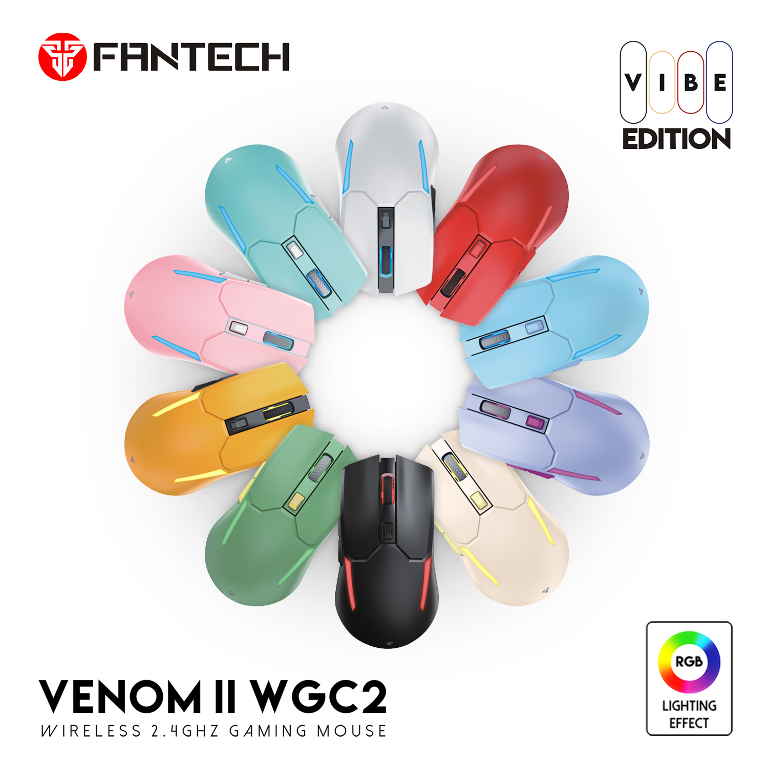 Fantech Venom II WGC2 Vibe Edition 2.4GHZ Wireless RGB Gaming Mouse ...