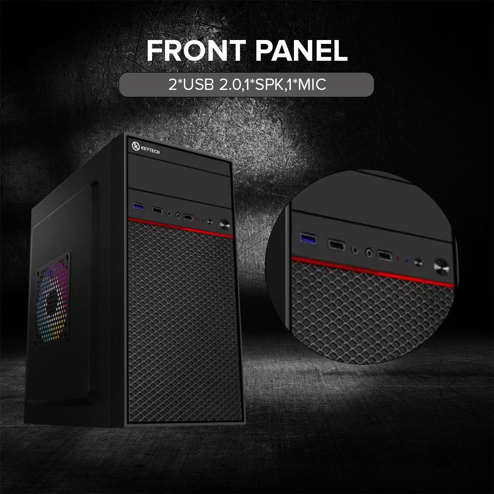 EasyPC| Keytech K1 tempered glass pc case gaming| Black| Micro ATX ...