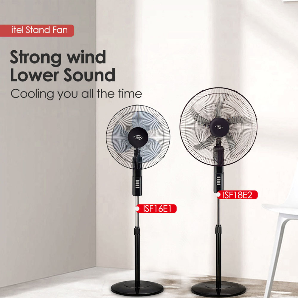 Itel 18” Stand Fan ISF18E2 | 5 Blades | 3 Speed | 100% Copper Cable ...