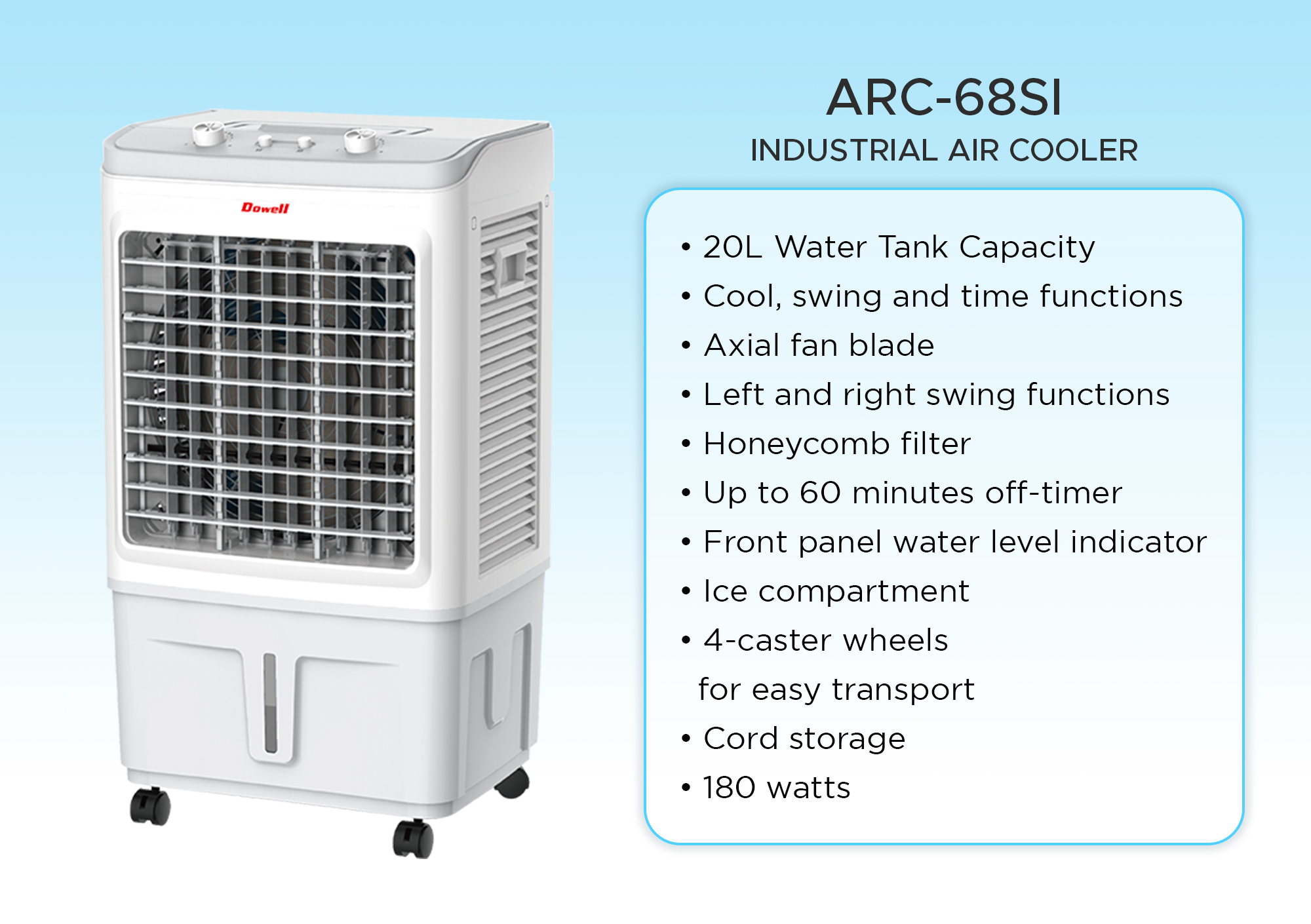 Dowell ARC-68SI Air Cooler With Honeycomb Filter 20L Water Tank ...