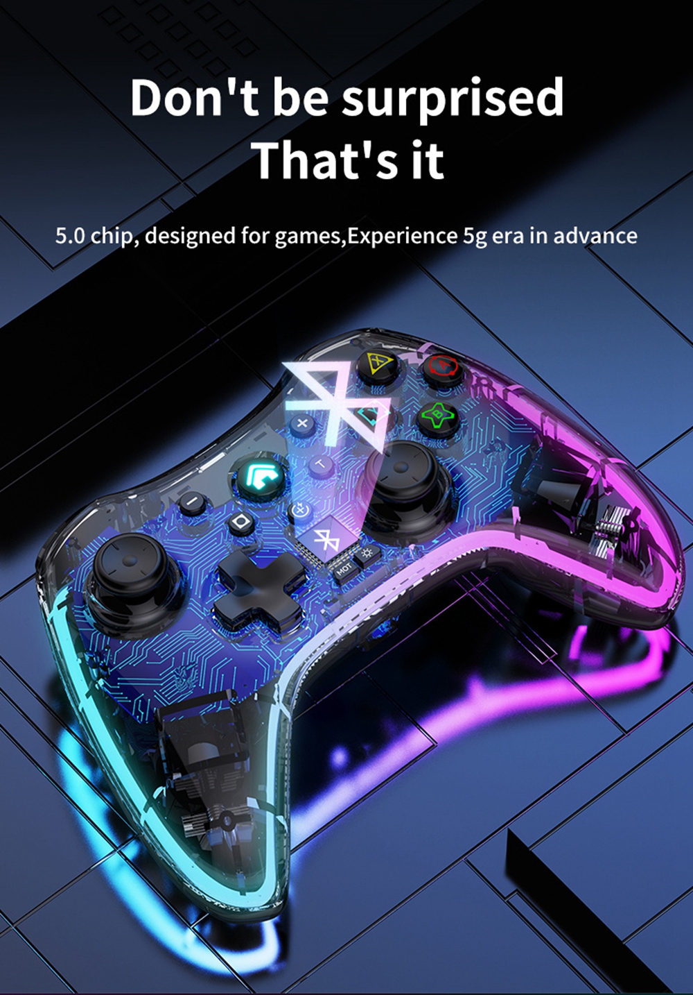 Ovleng S03 Rgb Transparent Wireless Game Controller Compatible P4, P3 ...