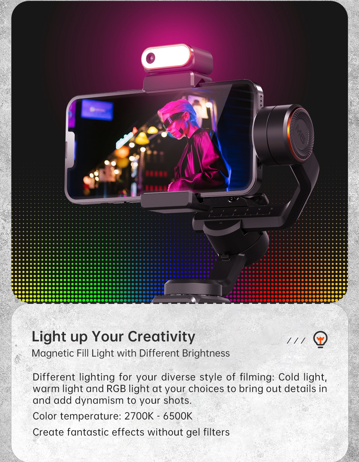 Hohem MTK-L02 Magnetic Fill Light CCT/RGB w/ AI Vision Sensor for ...