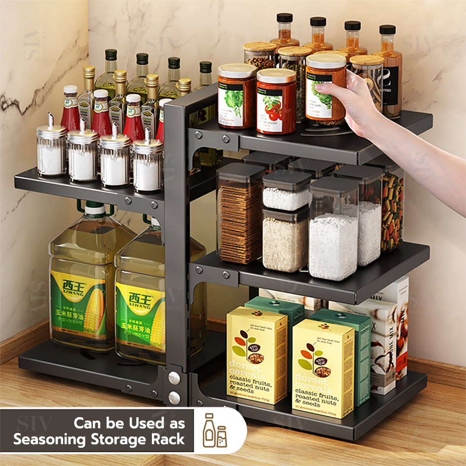 SIV Kitchen Pan Organizer Pot Rack Adjustable Under Sink Countertop ...