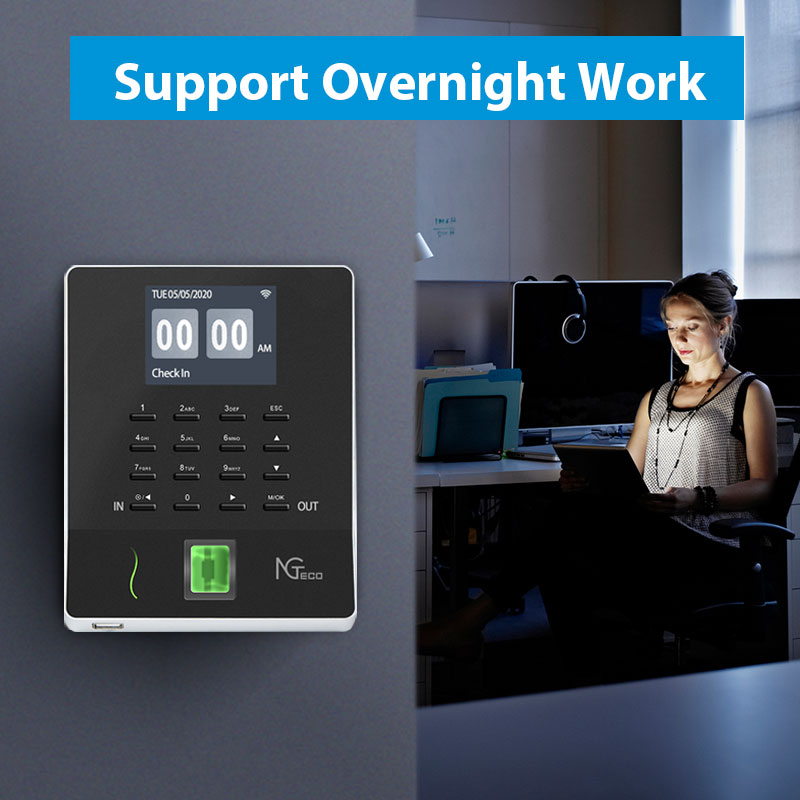 NGTeco W2 Fingerprint Time Attendance Machine WiFi/APP Time Recorder ...