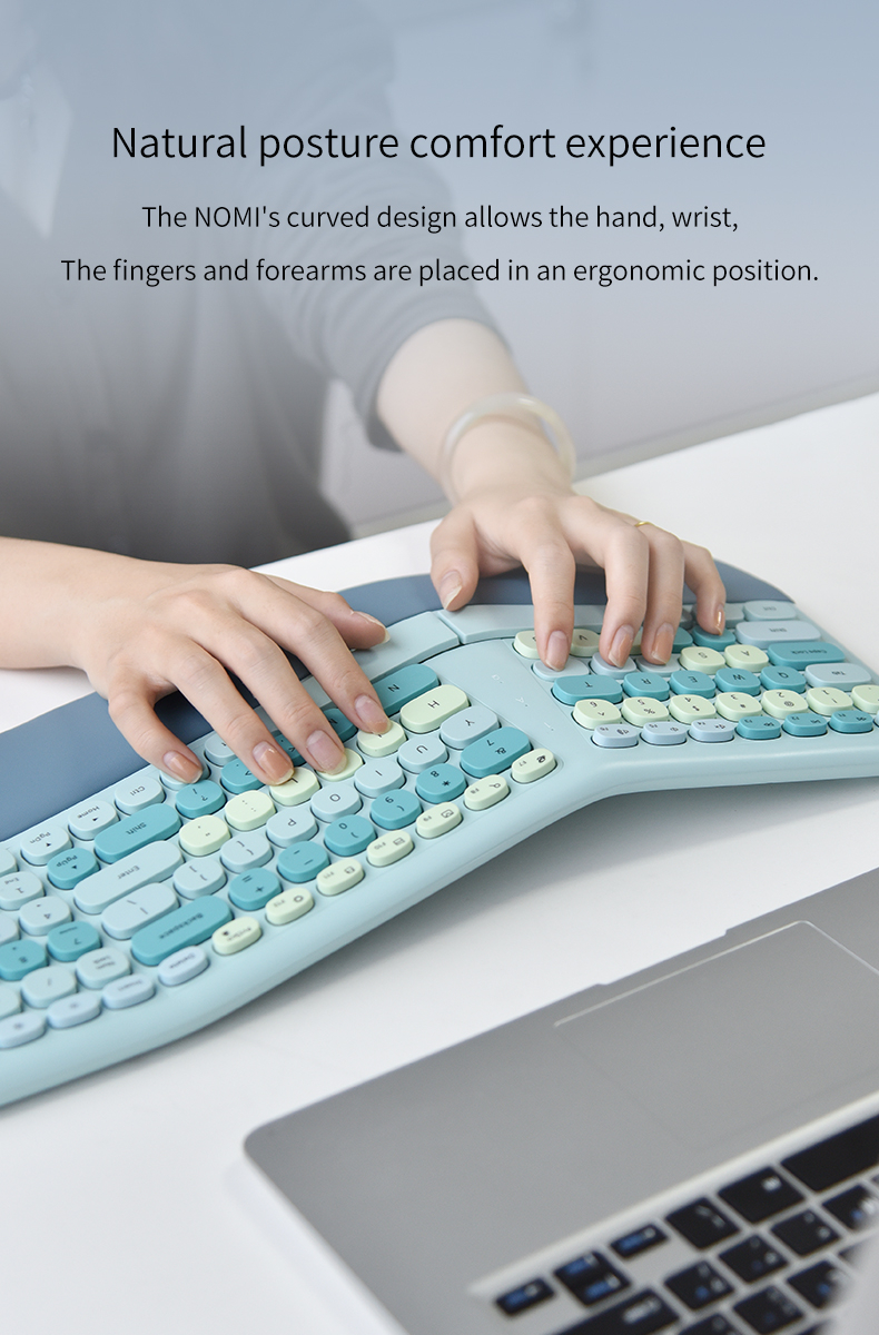 Mofii NOMI Ergonomics Wireless Keyboard and Mouse Combo with Leather ...