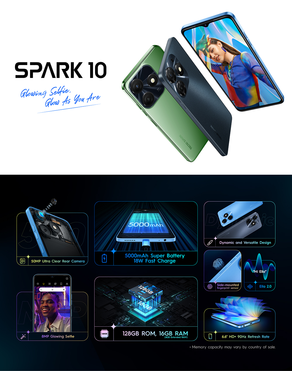 Tecno Spark 10 Smartphone 4Gb+128Gb & 8Gb+128Gb Helio G37 Processor 6.6" HD+ 90Hz Refresh Rate ...