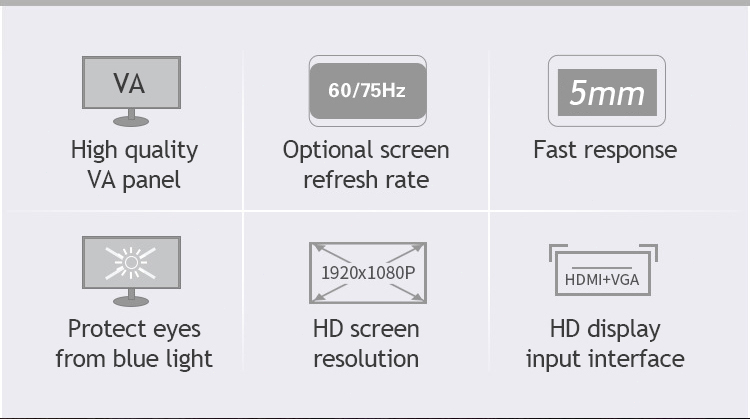 VOVOVA Original Brand New LED Monitor 17/19/22/24inch 75HZ PC Computer ...