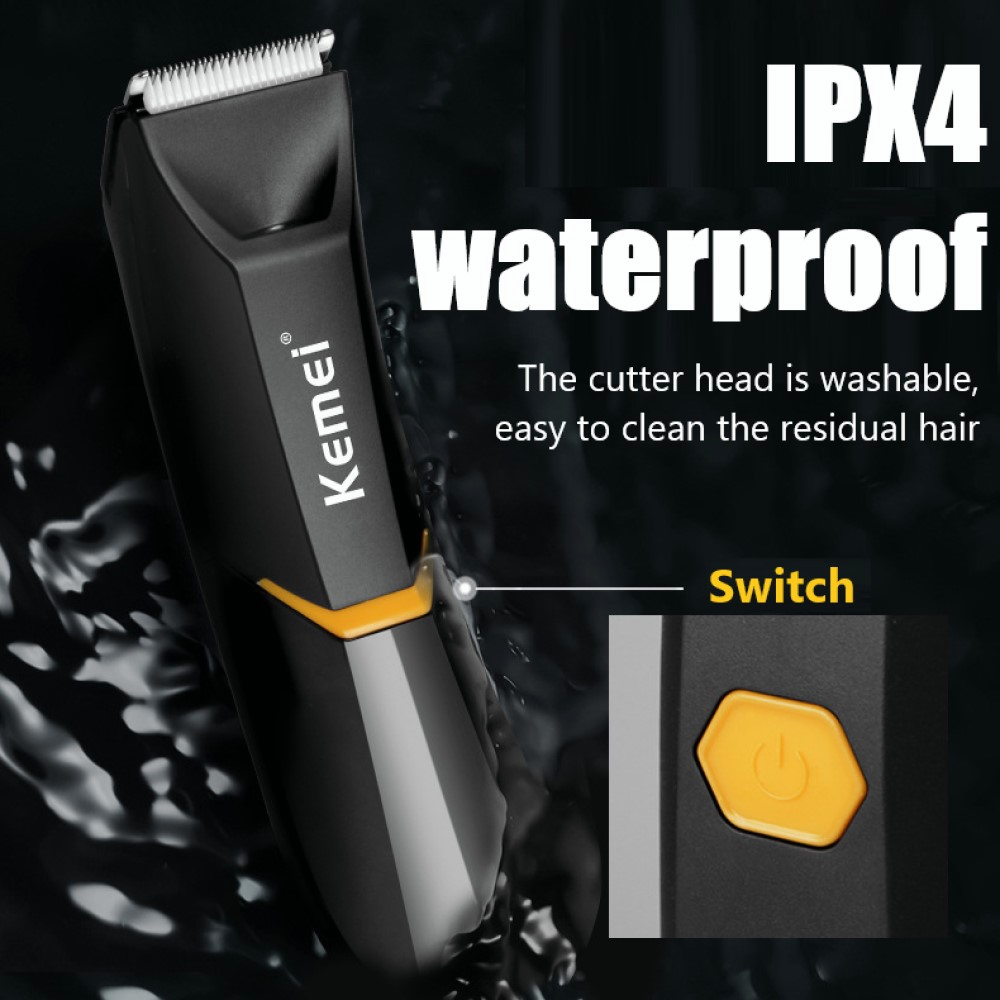 Kemei KM-3208 Washable Electric Groin Pubic Hair Body Trimmer Men & Women Ball Shaver Beard ...