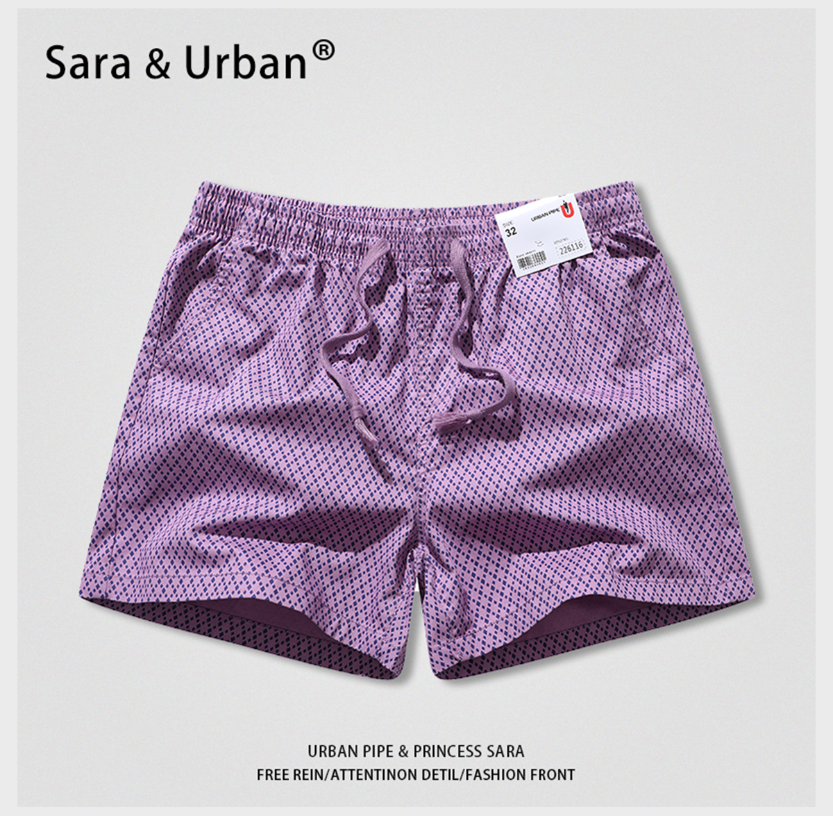 URBAN PIPE Unisex Printed Shorts For Men Above The Knee Casual Garter ...