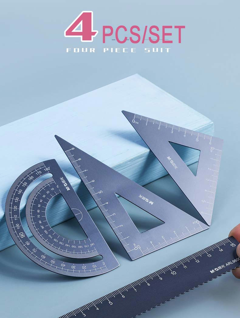 Customized DIY Name Logo 4 in 1 Aluminum Alloy Metal Ruler School ...