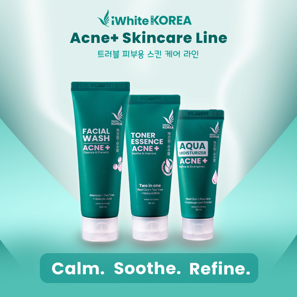 iWhite Korea Acne+ Skincare Line Bundle 3-Step Routine for Acne-Prone ...