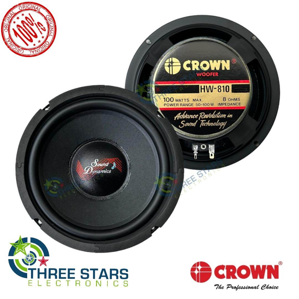 Original 1pc. Crown HW-810 50W to 100W 8 Ohms 8 Inches Professional ...