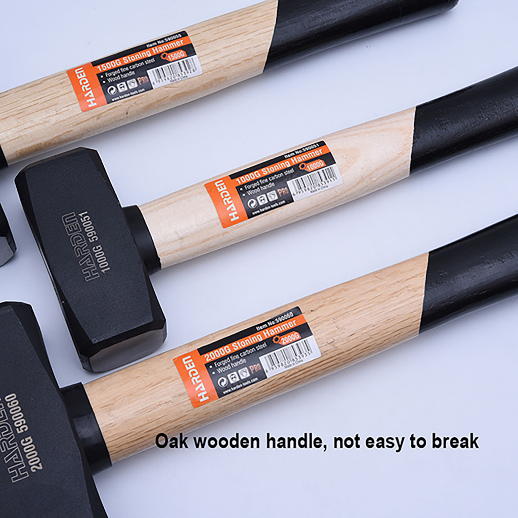 Harden 1.0kg - 2.0kg Stoning Hammer With Wood Handle Multi Tool 1000G-2000G Strength Stoning ...