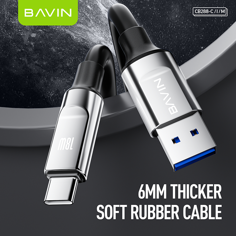 BAVIN CB288 60W PD Fast Charging Soft Silicone Thick Wire Data Cable ...