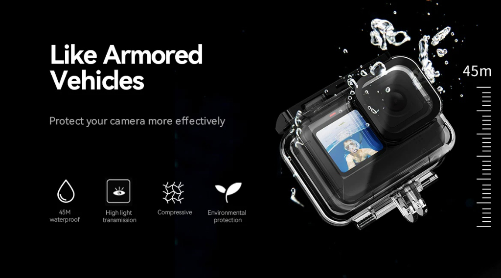 TELESIN 45M Waterproof Protective Diving Case for GoPro Hero 13, 12, 11 ...