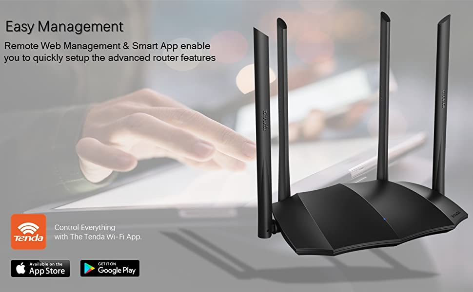 Tenda AC8 AC1200 Dual Band Gigabit Wifi Router | Wireless Extender | MU-MIMO | Wall Penetrating ...