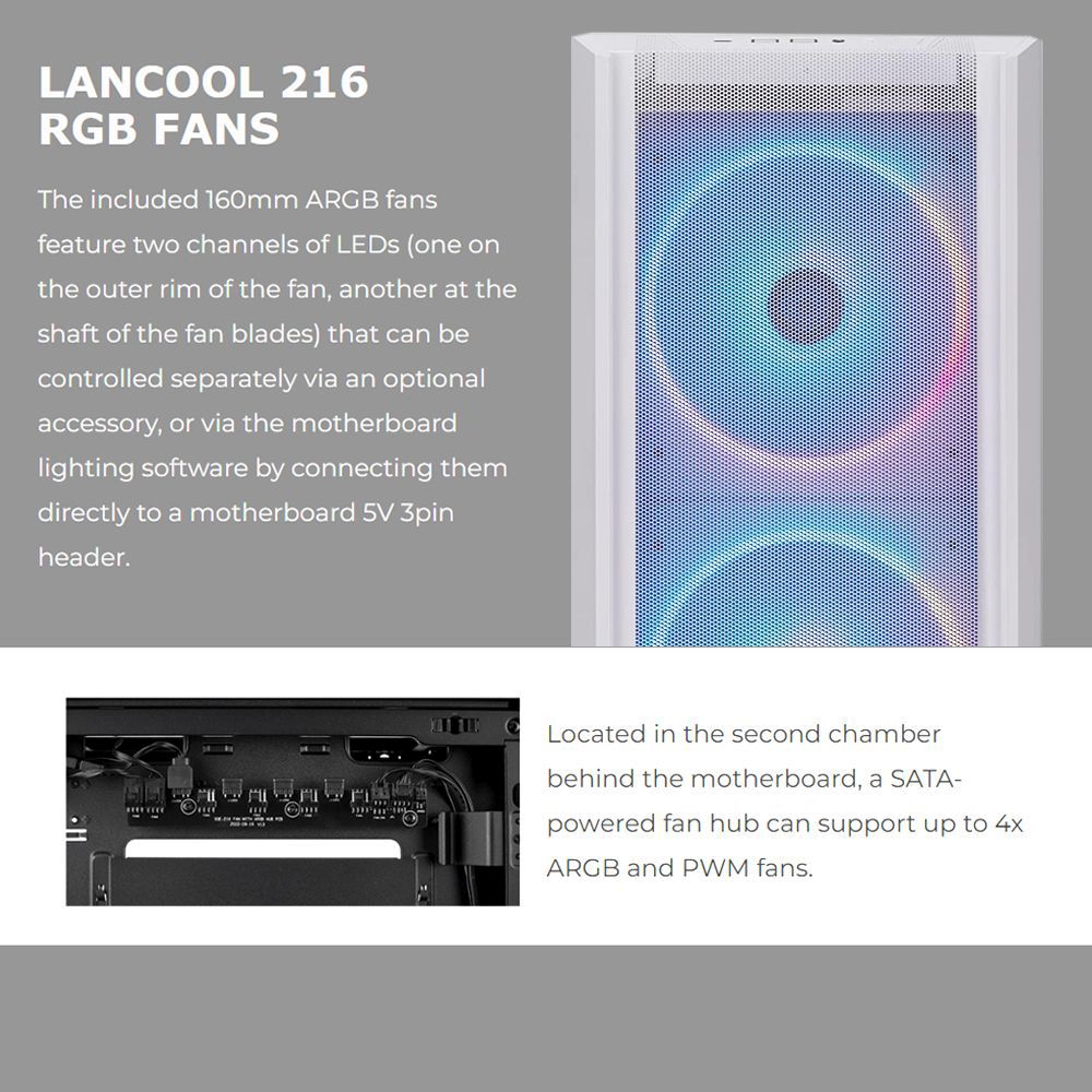 EasyPC| Lian Li Lancool 216 Mid Tower Tempered Glass PC Case RGB White ...