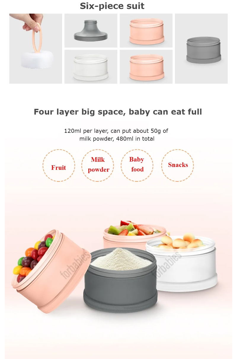 4 Layer Milk powder Dispenser Bottle Portable baby Moisture-proof Milk ...