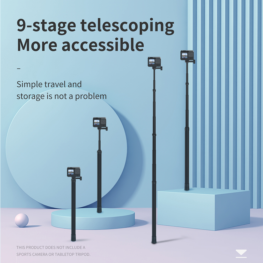 TELESIN 3.0M Carbon Fiber Invisible Stick UltraLongExtendable Monopod ...