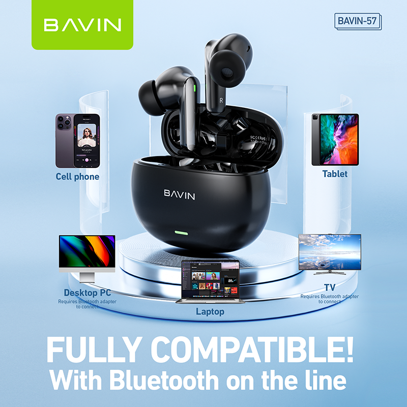 BAVIN BA57 TWS Wireless Bluetooth Earbuds HiFi Stereo Audio Sound w ...