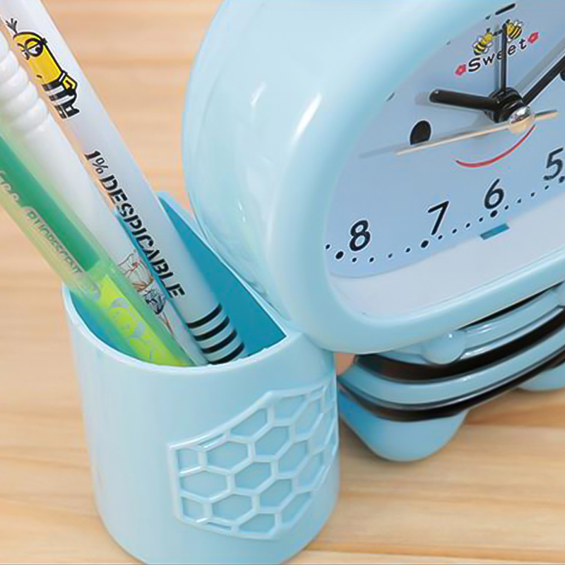 Cartoon Cute Bee Pen Holder Alarm Clock Desktop Clock Bedside Timer ...