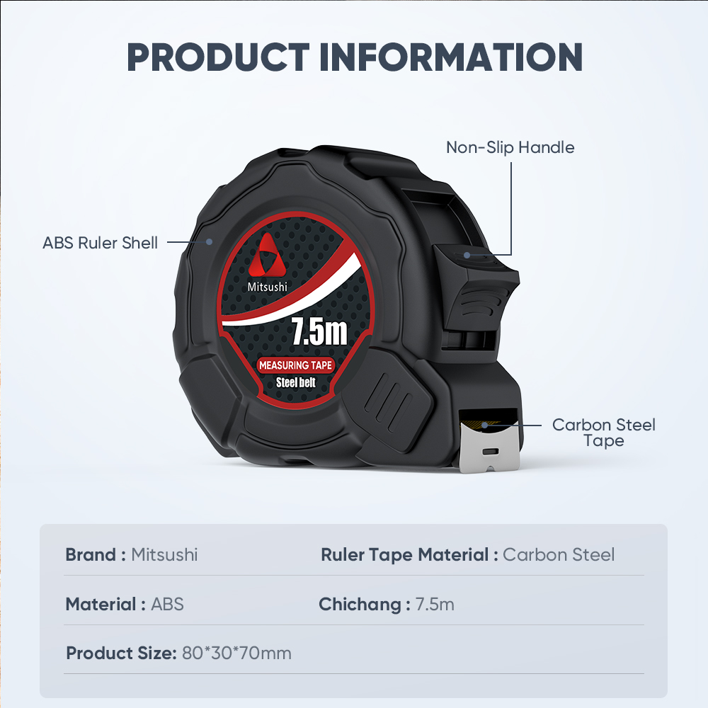 Mitsushi 7.5m /25ft. Power Measuring Tape /Tools Steel Tape Measure ...