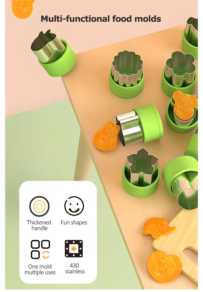 9pcs Fruit Vegetable Cookie Sandwich Cutter Shaper Molder (BLW, Food ...