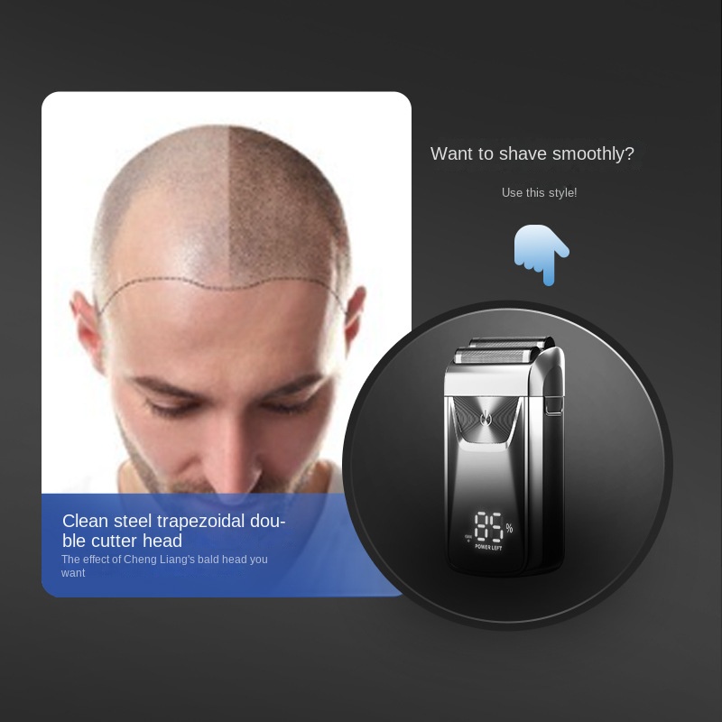 RQ-817 Metal Body Rechargeable Electric Shaver Men's LED Digital ...
