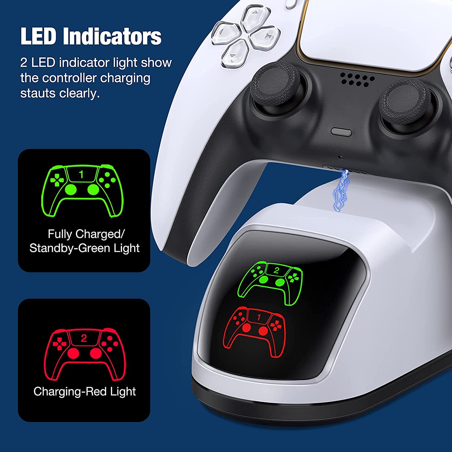Dobe PlayStation PS5 DualSense Controller Fast-Charge Charging Station ...