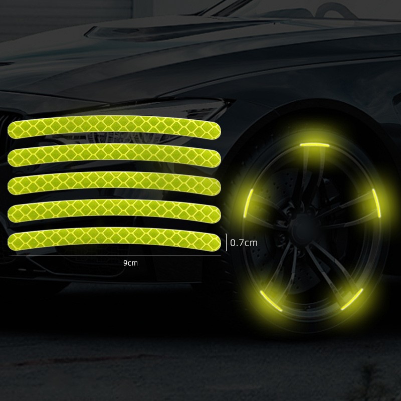 20pcs Car Tire Rim Reflective Sticker Night Safety Warning Strip ...