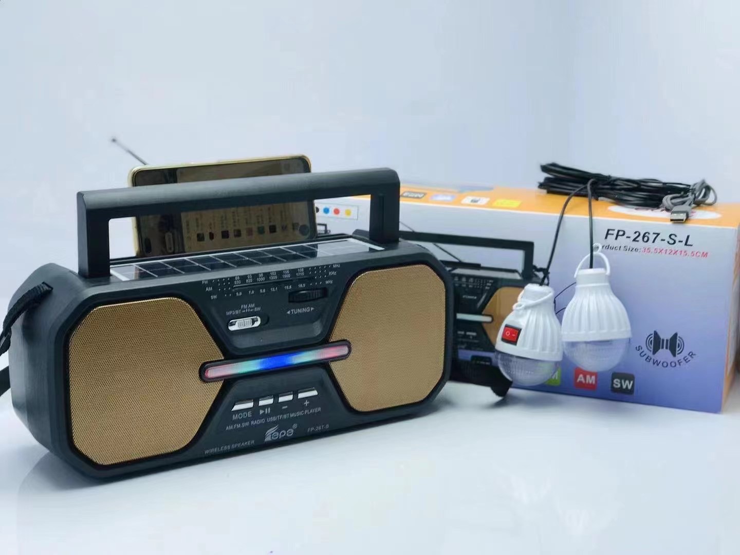 RADIO FP-267BT Solar Bluetooth AM/FM Radio with USB/SD/TF Music Player ...