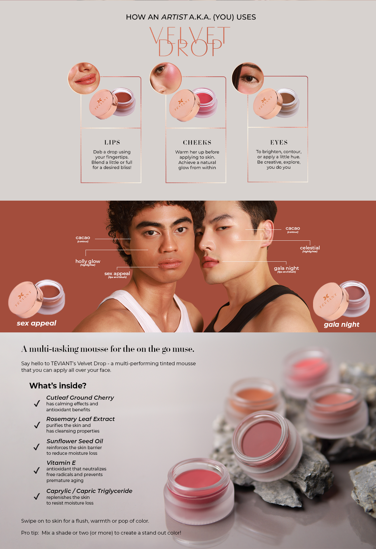 Teviant | Velvet Drop | Multi-use Tinted Mousse Serum | 6g | Shopee ...