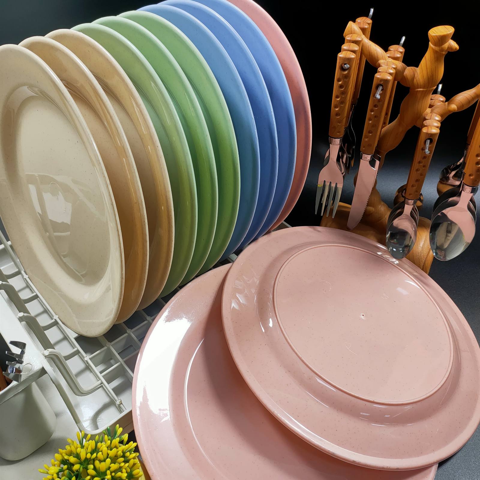 (12 in 1) - 10” WHEAT STRAW / PP PLASTIC PLATE (REUSABLE DINNER PLATE ...