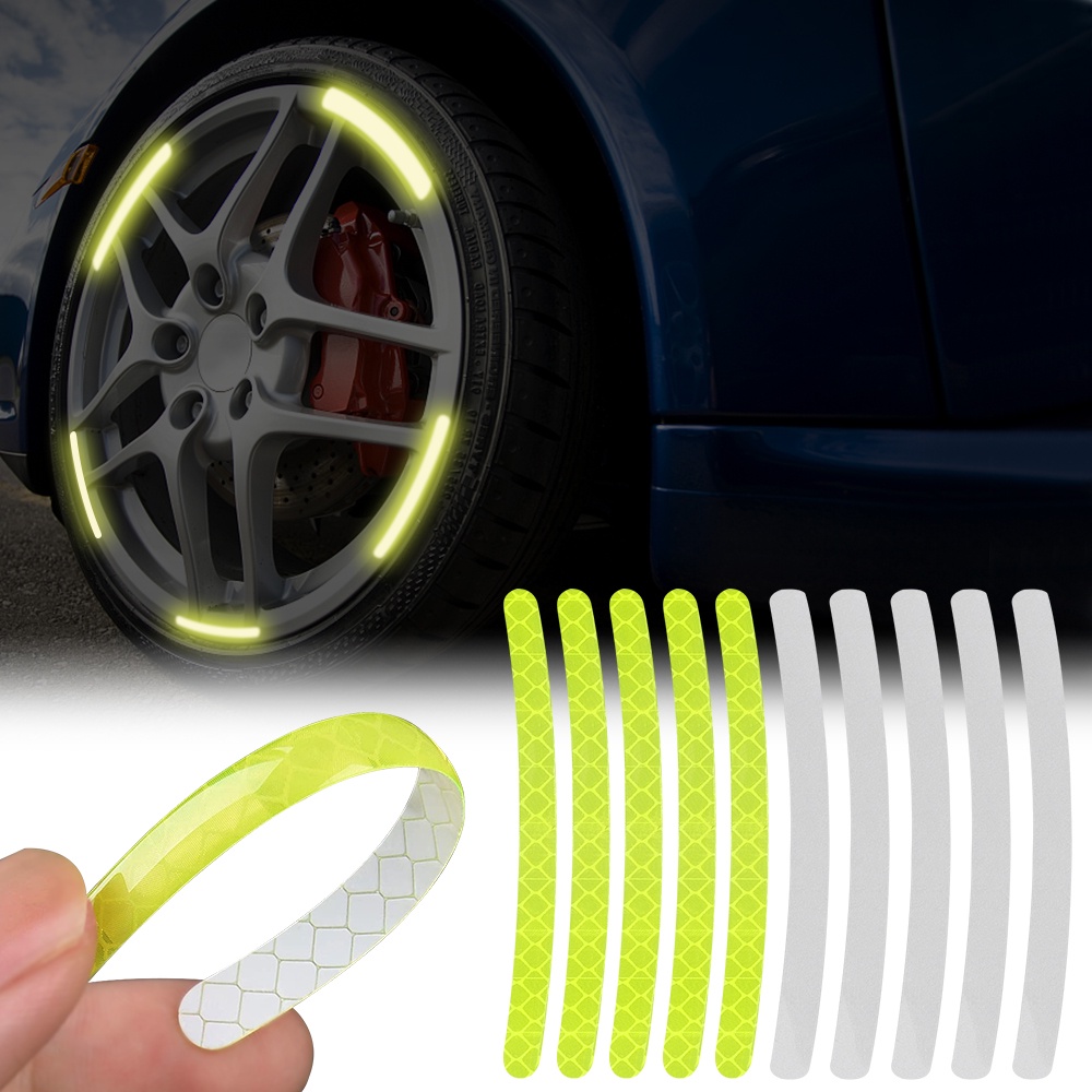 20 pieces Car Wheel Hub Reflective Stickers Set Luminous Tire Rim ...