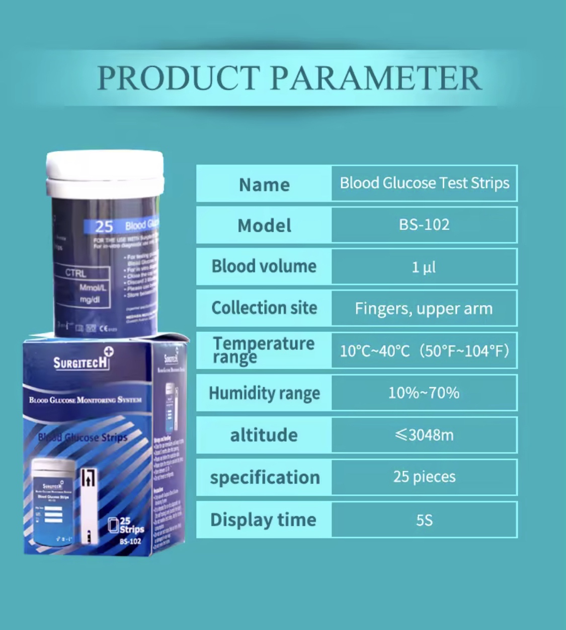 Surgitech Blood Glucose Test Strips BS-102 | Shopee Philippines