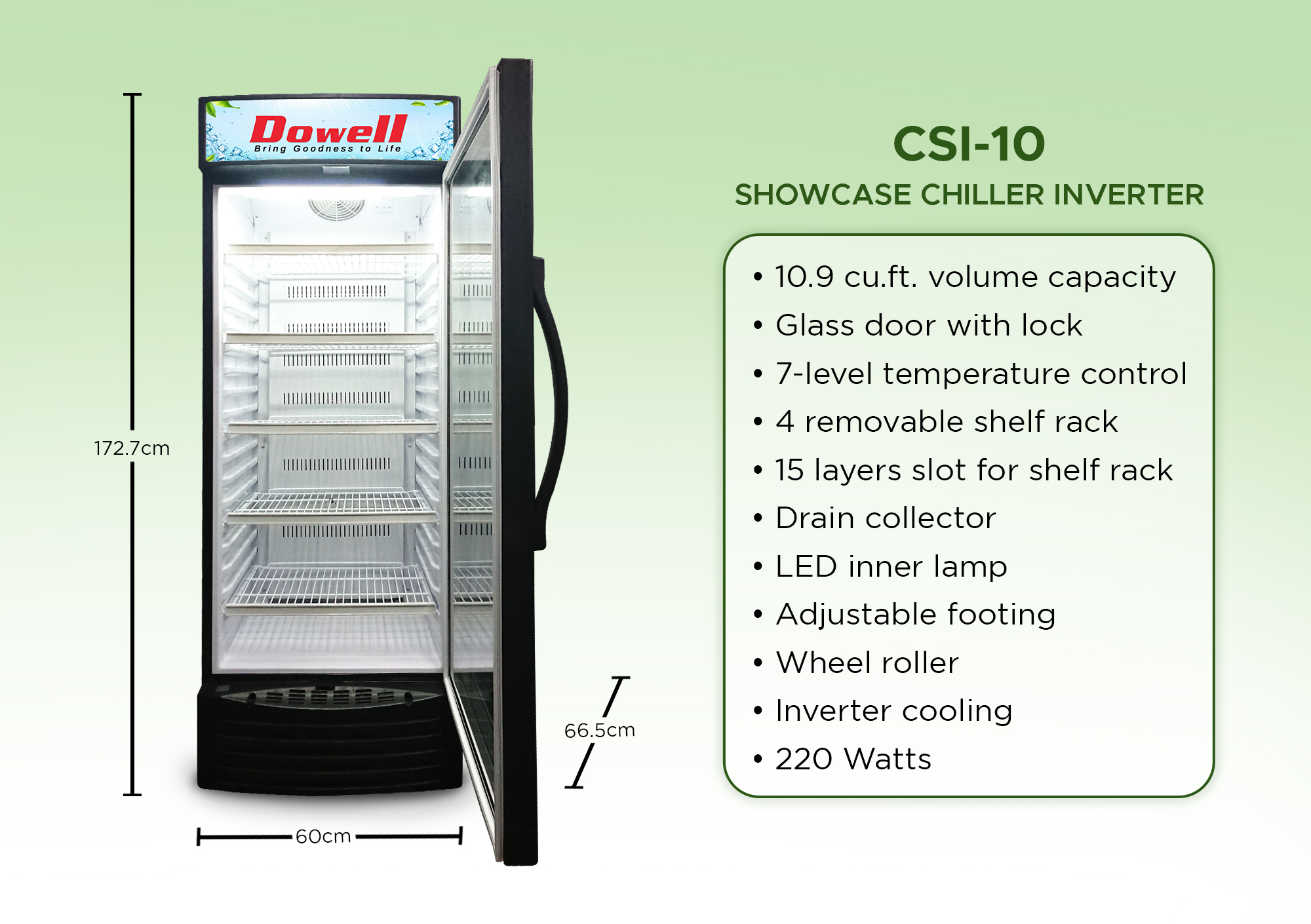 Dowell CSI-10 Inverter Type Showcase Chiller 15 Layers Slot for Relf Rack Inverter Technology ...