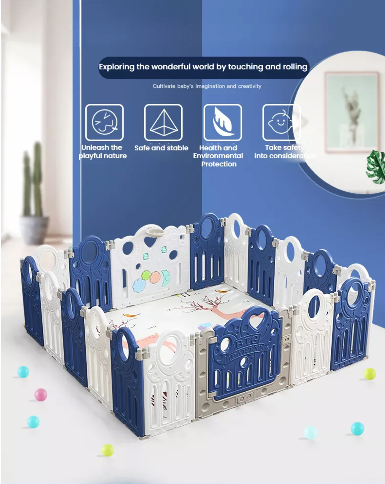 [PLAYPEN] Playpen for baby foldable large stable adjustable shape ...